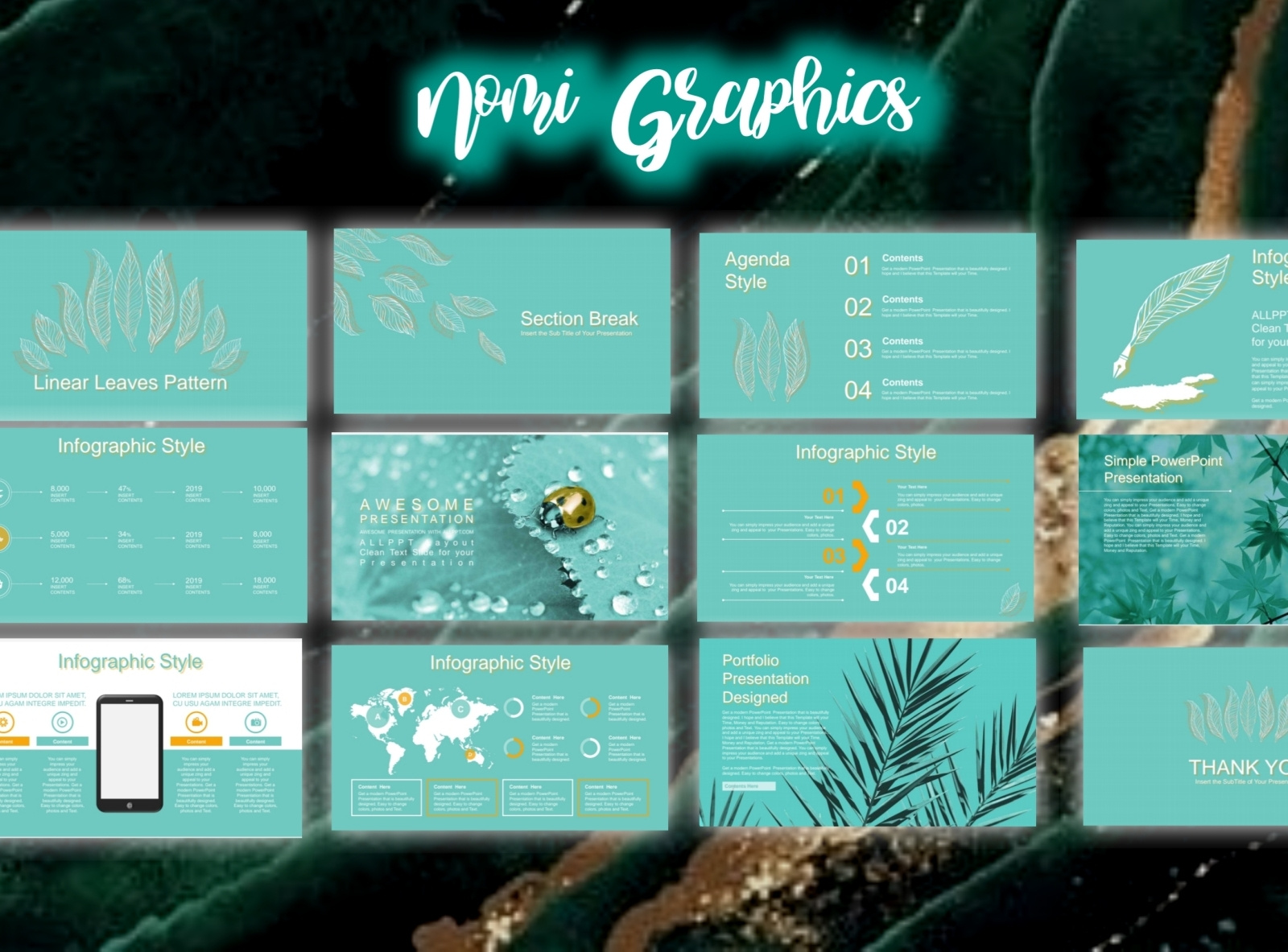Linear Leaves Pattern PowerPoint Presentation Design by Nouman _Sher on ...