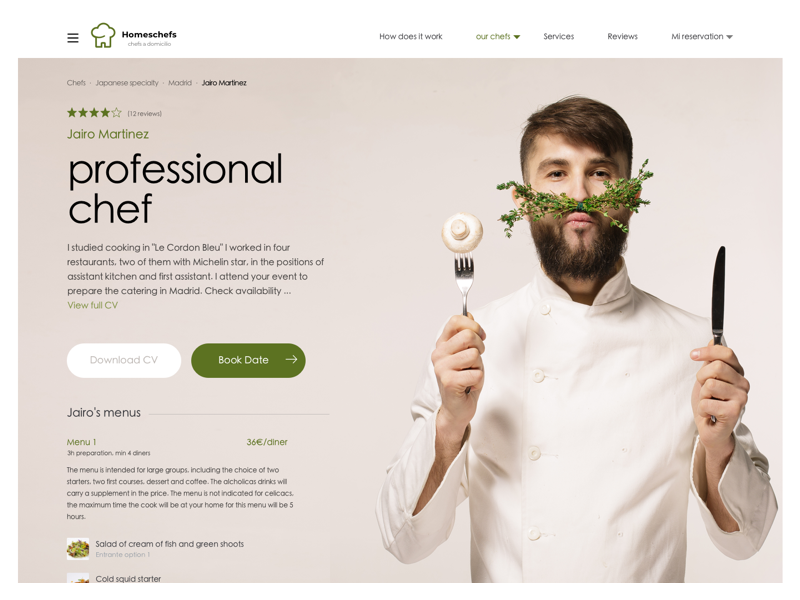 Private Chefs Web Cocineros A Domicilio By Sara Miguel Del Amo On Dribbble