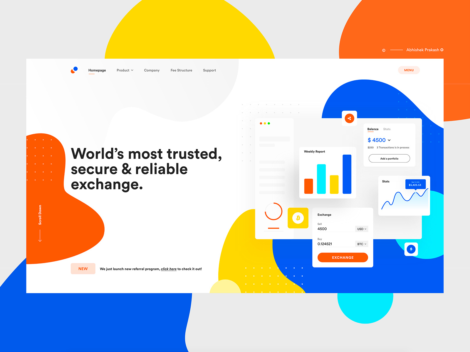Exchange Platform Landing Page by Abhishek Prakash on Dribbble