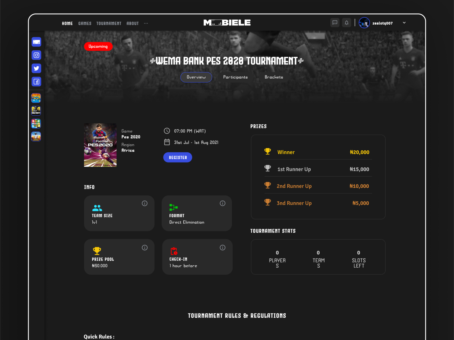 Gaming: Mobiele Tournament Registration by David on Dribbble