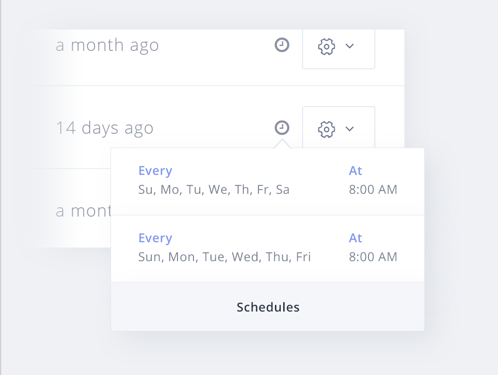 Schedules dropdown UI by Dor on Dribbble