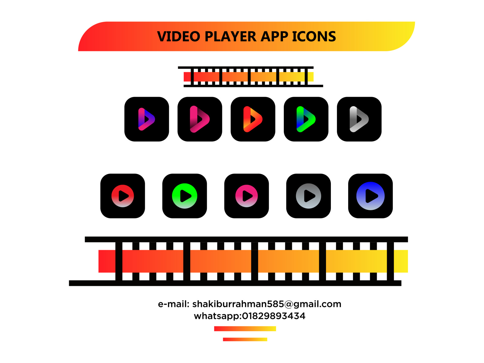 "VIDEO PLAYER APP ICONS" by Rahmans-gfx on Dribbble