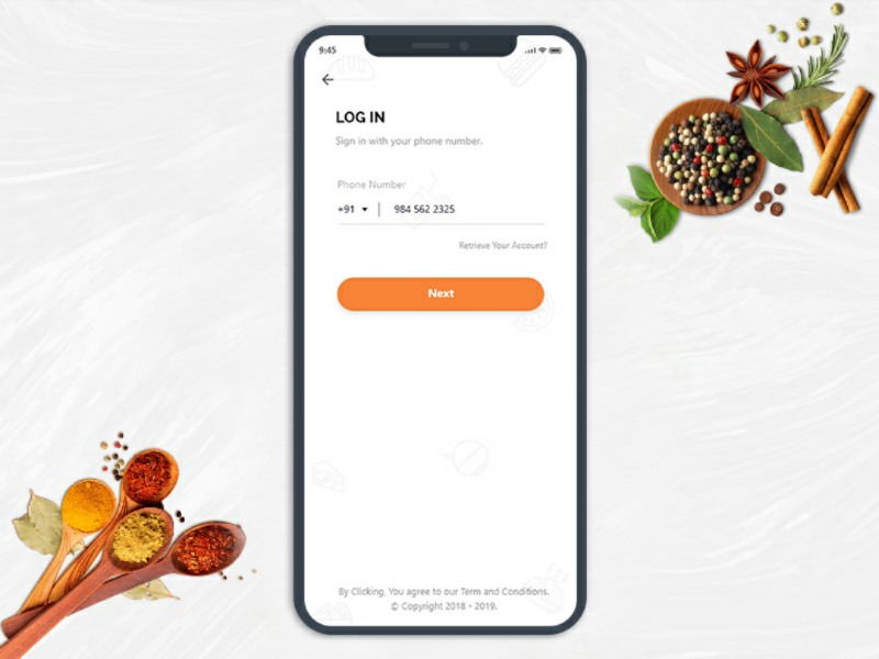 Food restaurant app login screen design mockup by Rajender Singh on ...
