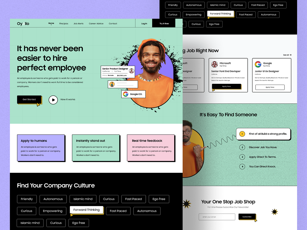 Job Portal Website Landing Page by Hosen Rahman🏅 for Oyolloo on Dribbble