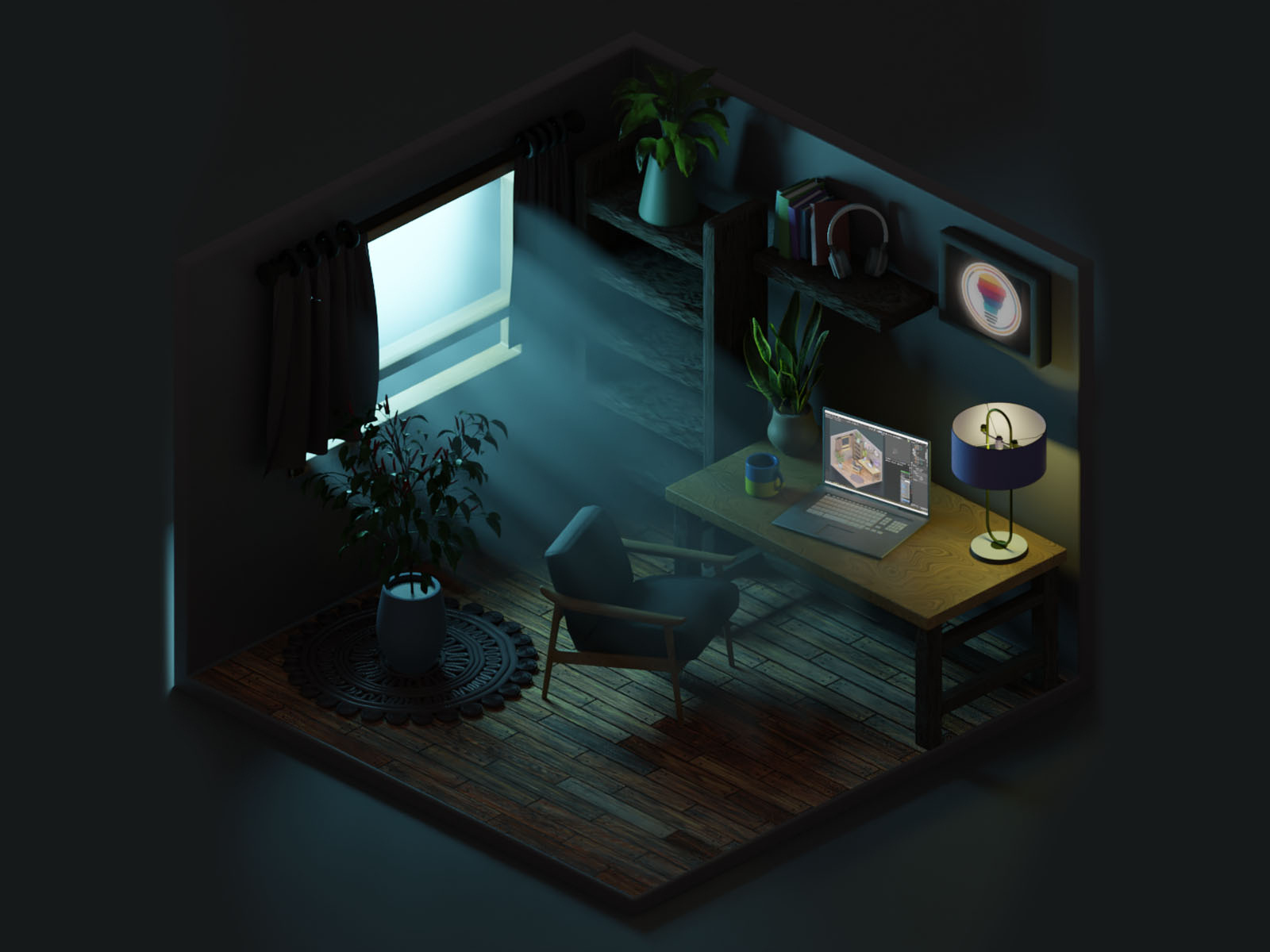 Blue Isometric Room in Blender Antipolygon by Antipolygon on Dribbble