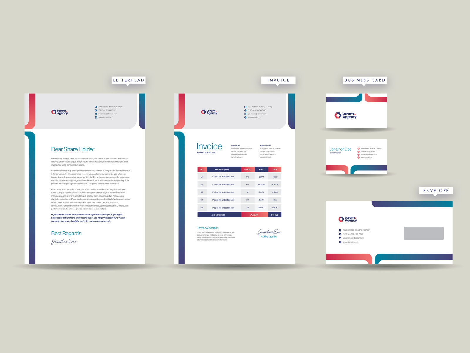 Branding stationary design by Akil Mazumder on Dribbble