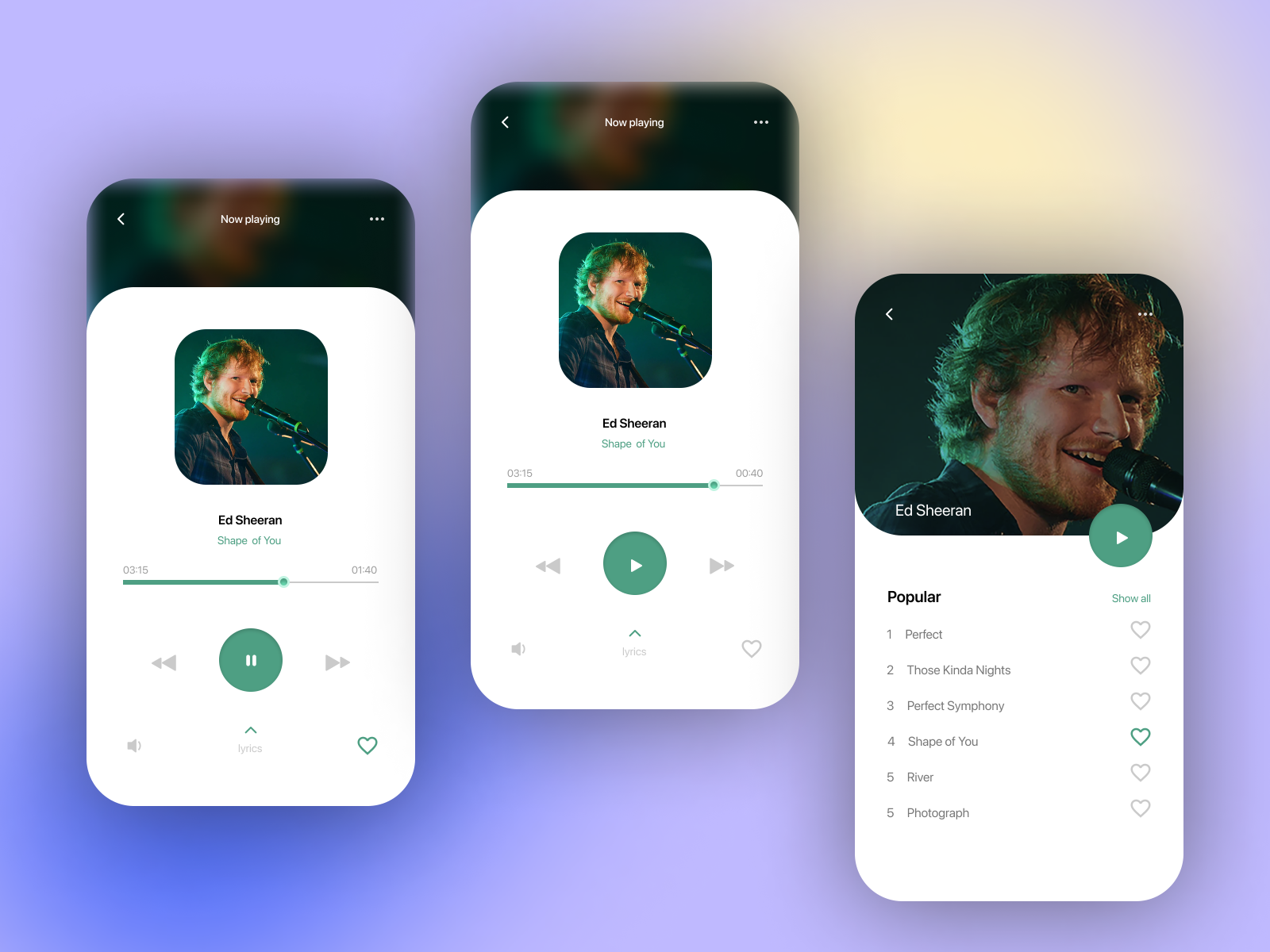 Player design by Alena on Dribbble
