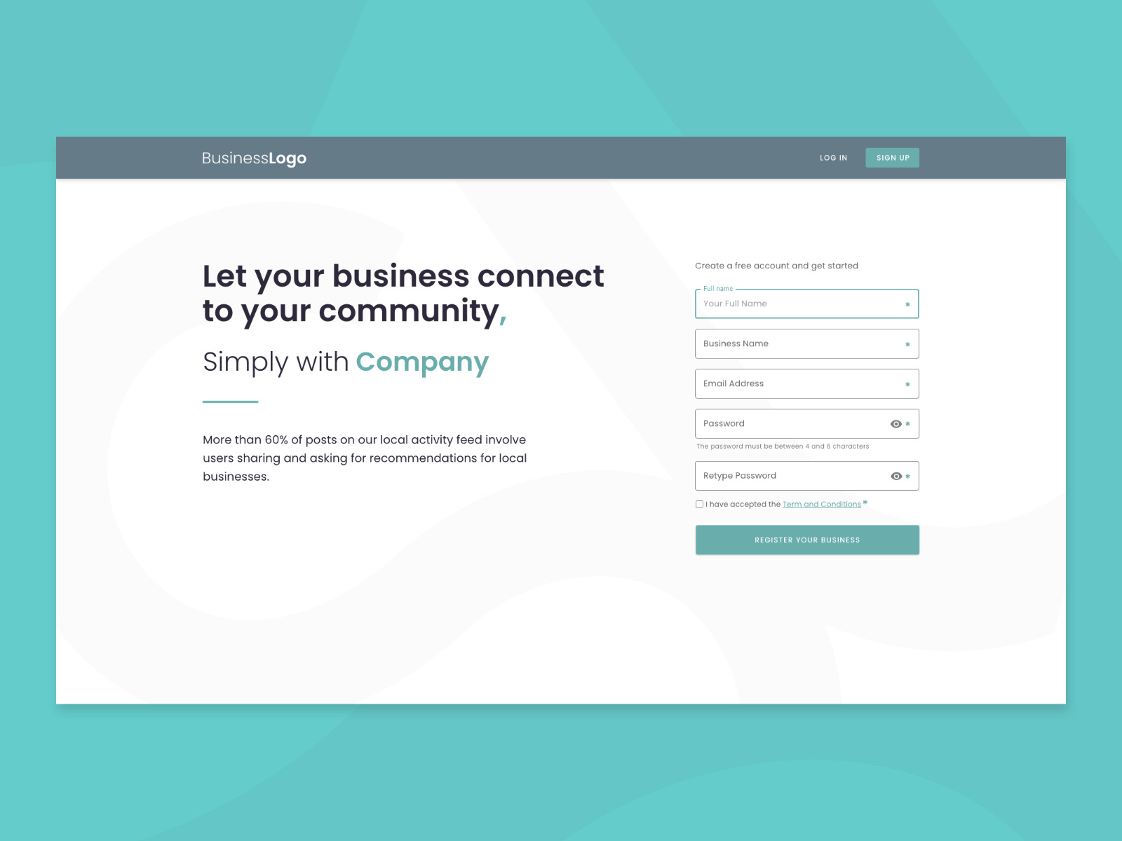 Business Login Page by Peter Clerkin on Dribbble