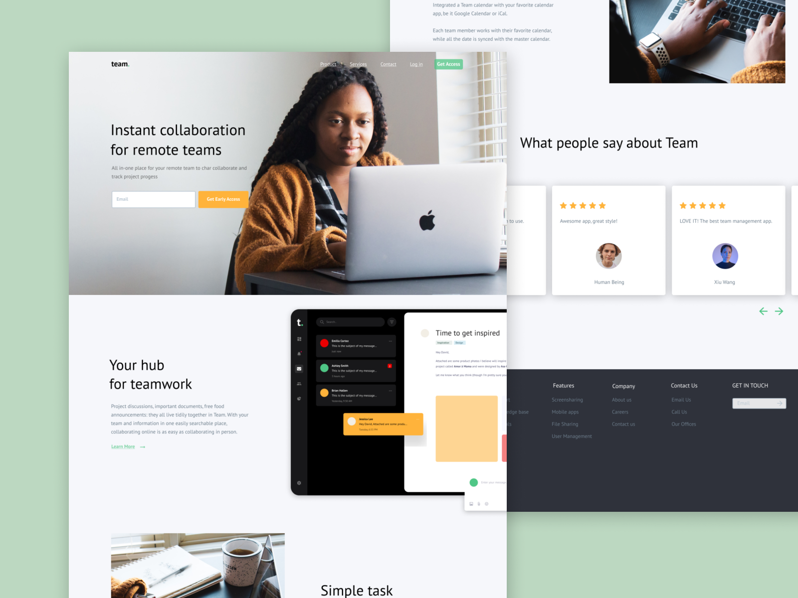 Concept Website Design Team app Landing Page by Daniel on Dribbble