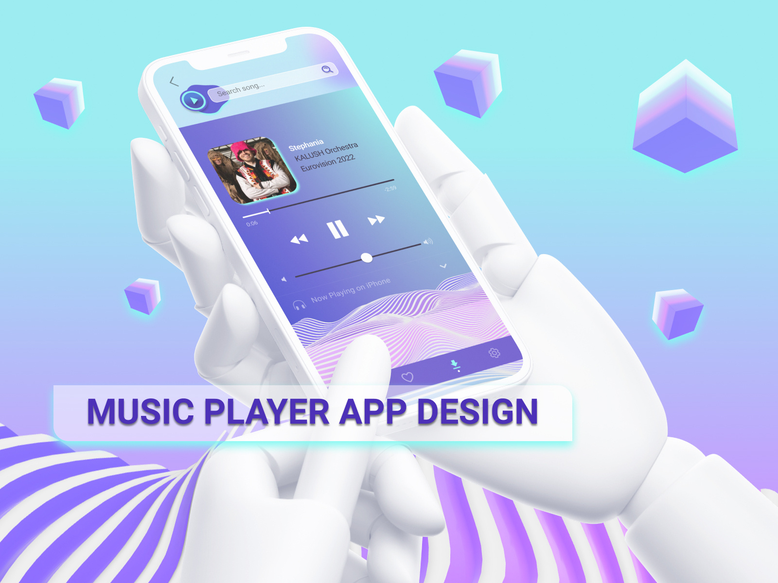 Music player app design by Nataliia Bilukha on Dribbble