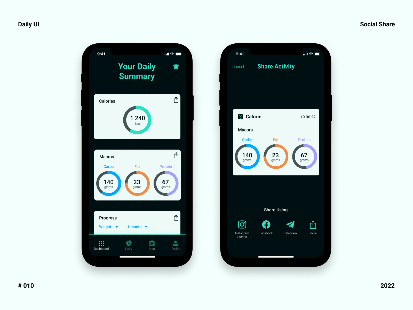 Social Share - Daily UI 010 by Tanya Kucherenko on Dribbble
