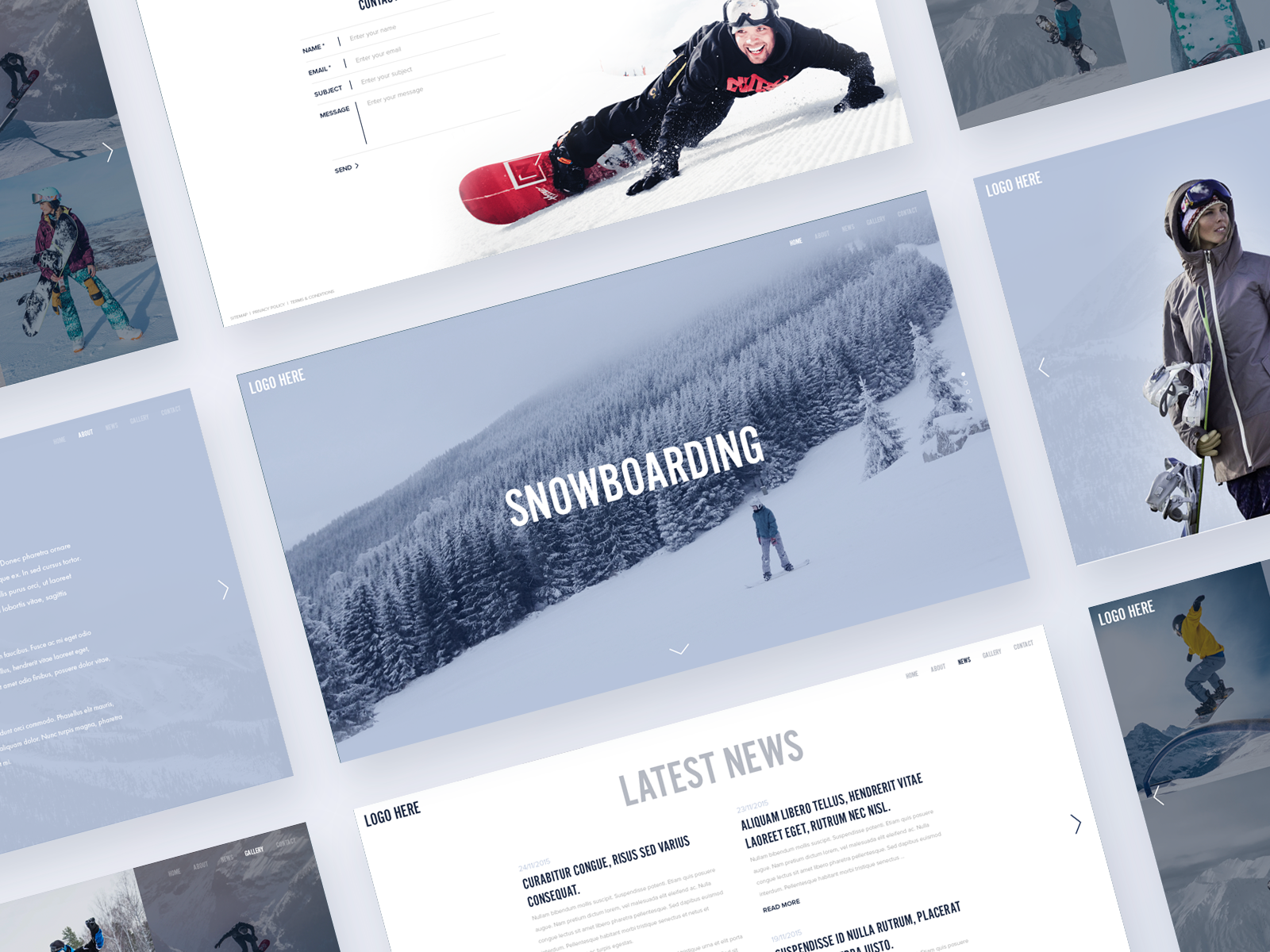 Snowboarding onepage website template by Ben Stones on Dribbble