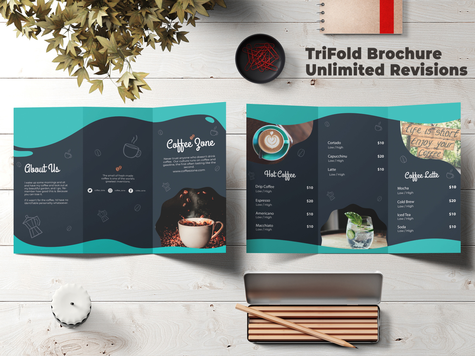 Coffee Trifold Brochure by Muhammad Bilal on Dribbble