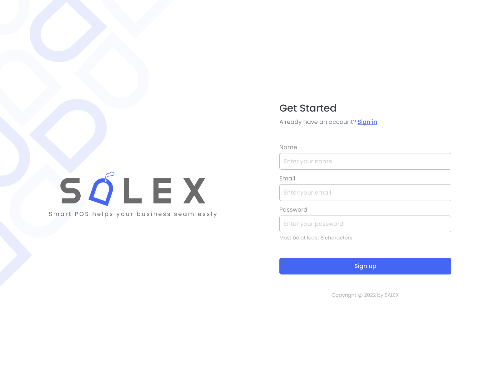 SALEX - POS System Sign up page by GainHQ on Dribbble