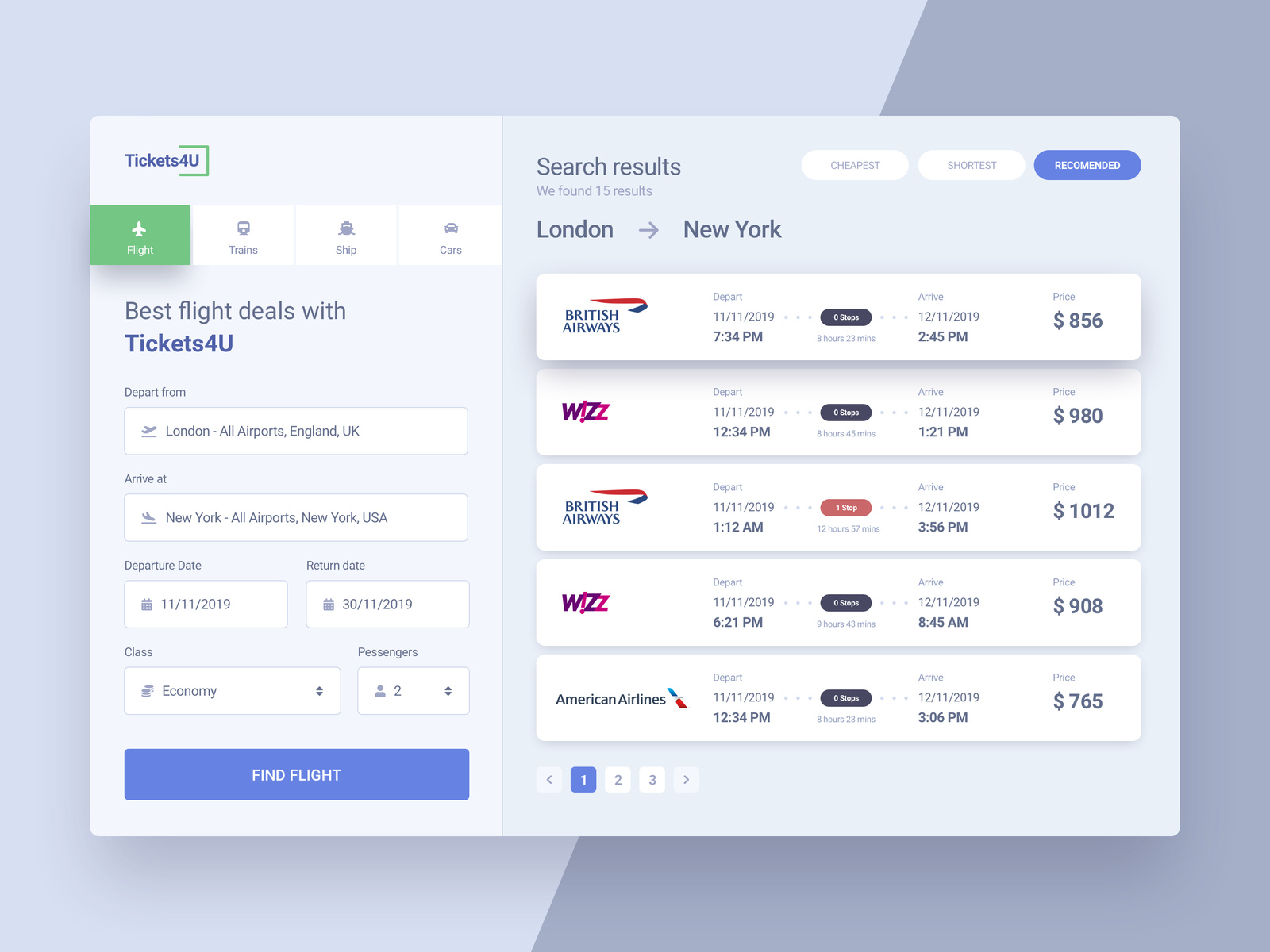 Flight Search #DailyUI #day068 by Ivan Poddubchenko for QU'ARTE design ...