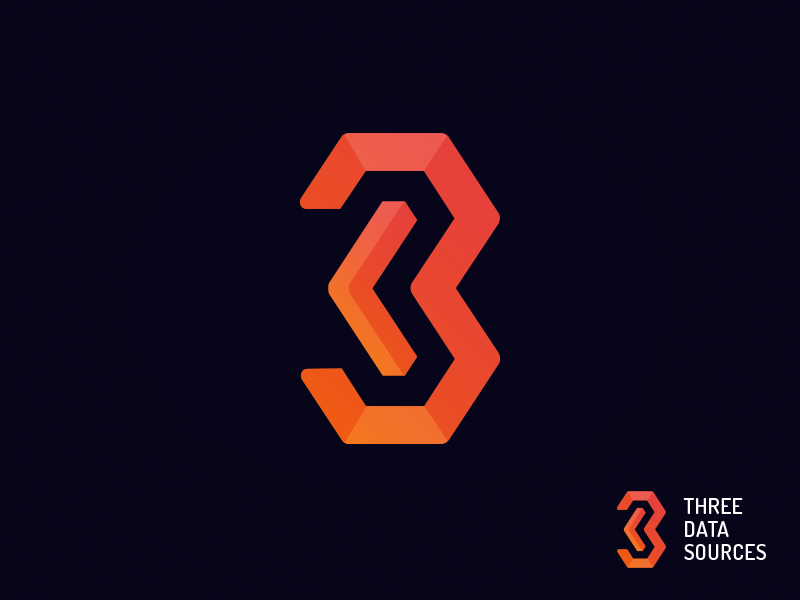 Three Data Sources logo v2 by Sławomir Koim on Dribbble