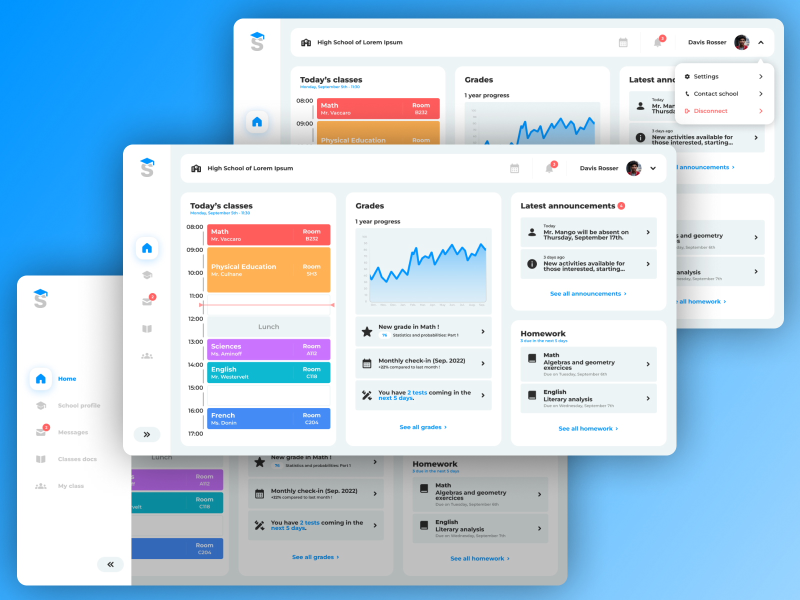 School profile Dashboard by Dylan on Dribbble