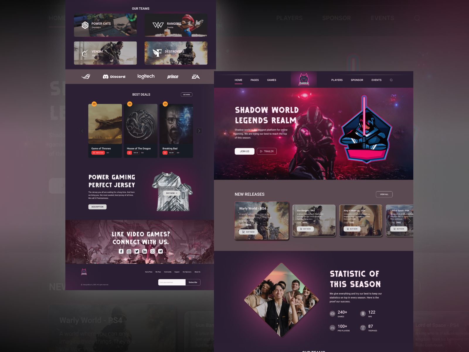 Shadow - Gaming Landing Page Exploration by Md Asfak Jaman on Dribbble