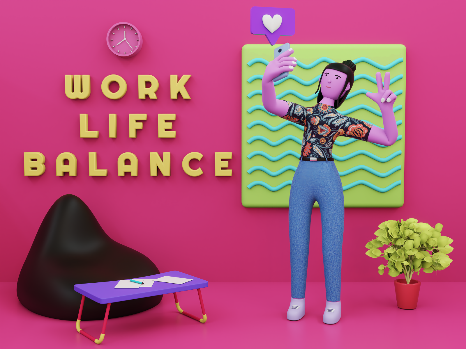 Work Life Balance 3D Illustration by MindInventory Graphics for ...