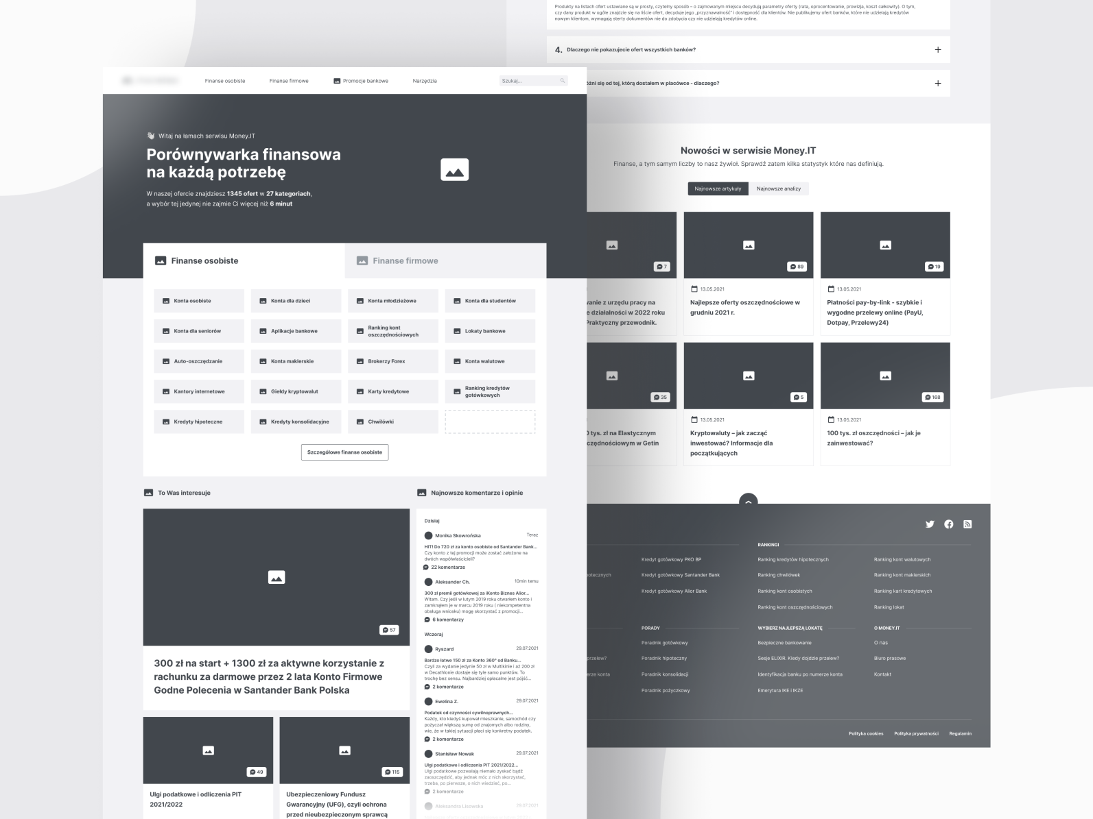 High fidelity UX wireframes for web homepage by Alek Chmura // Zante ...