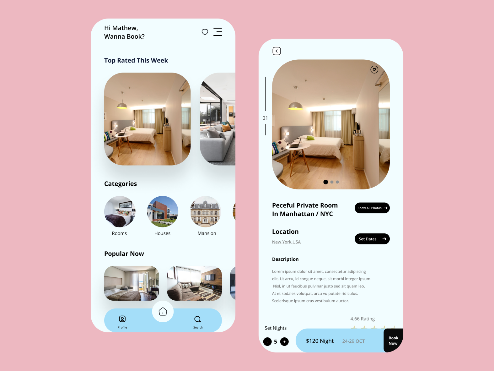 Rooms , Houses Booking App by Muhammad Abdul Rauf on Dribbble