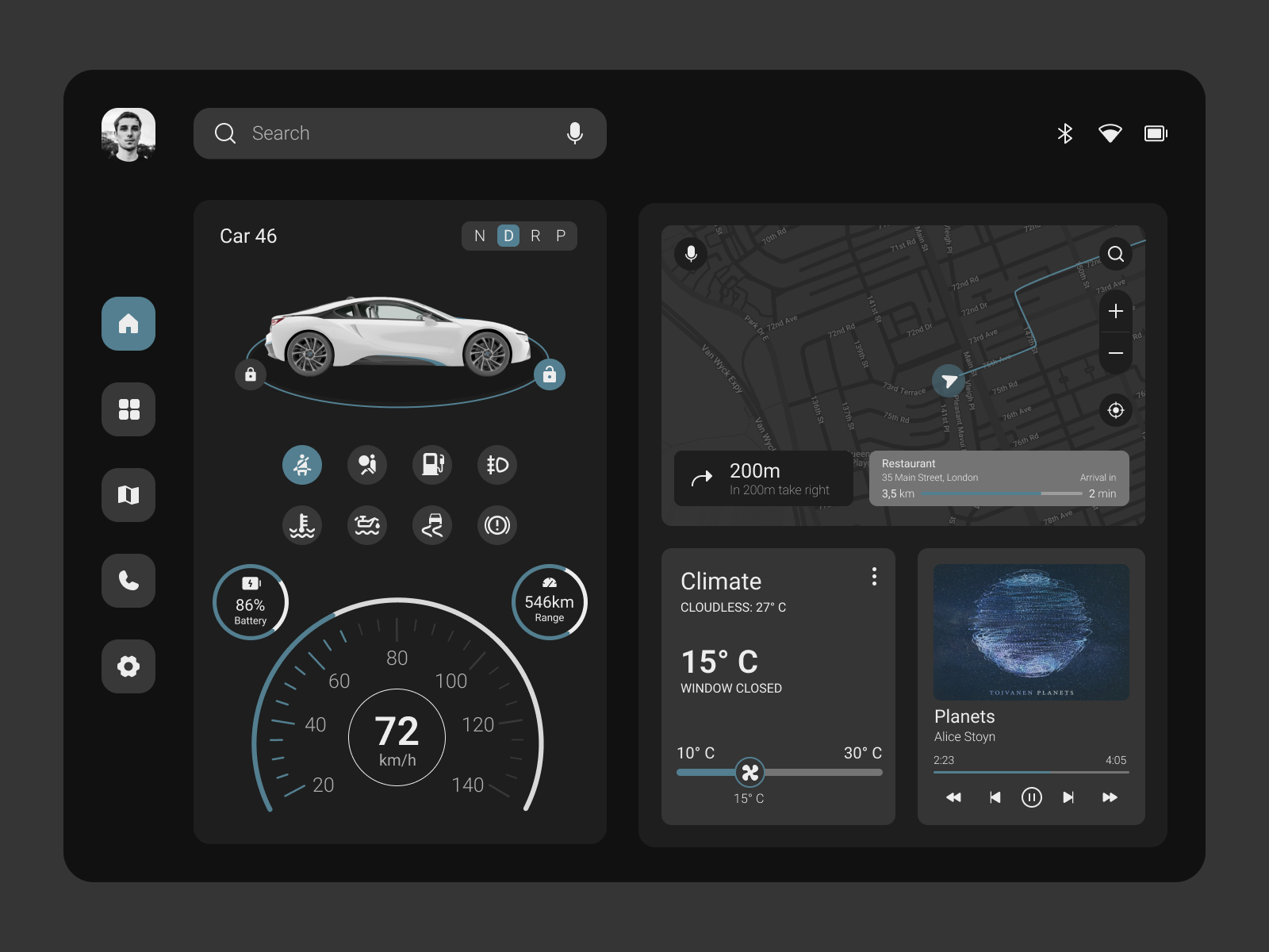 Car Interface - Daily UI 034 by Esenia Mochalova on Dribbble
