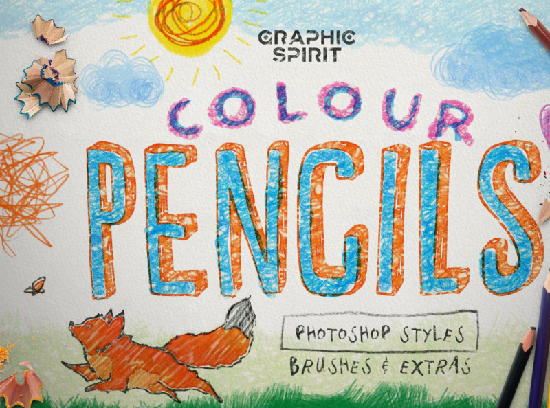 COLOUR PENCIL BOX Photoshop Styles by Graphic Spirit on Dribbble
