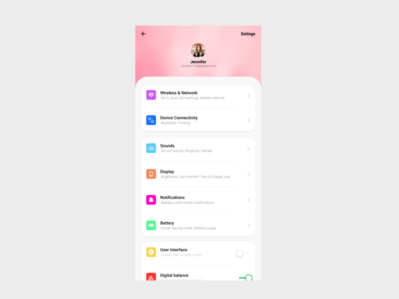 Daily UI -007 Settings by Sonal Singh on Dribbble