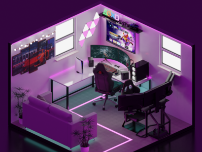 Isometric gaming room by Aayush Chandna on Dribbble