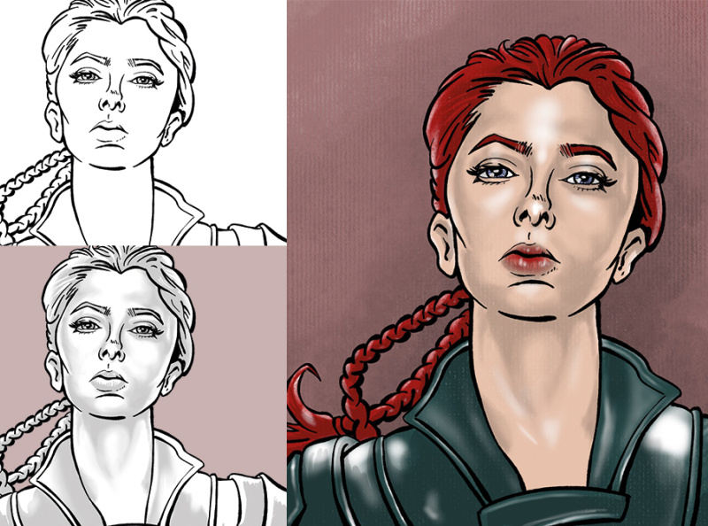 Black Widow portrait by Steven Powell on Dribbble