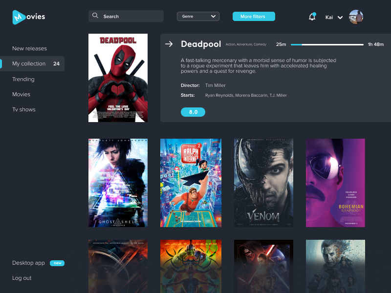 Movie application UI by kai on Dribbble