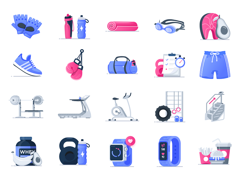 fitness gym icons by Virgil Pana on Dribbble