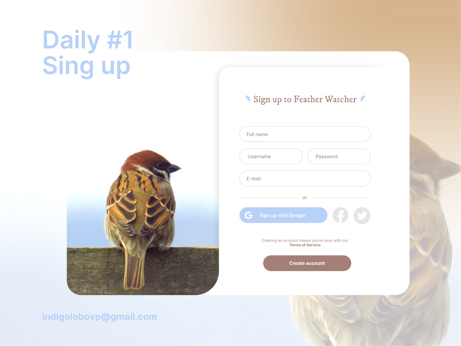 Sign up - Daily challenge by Índigo Lobo on Dribbble