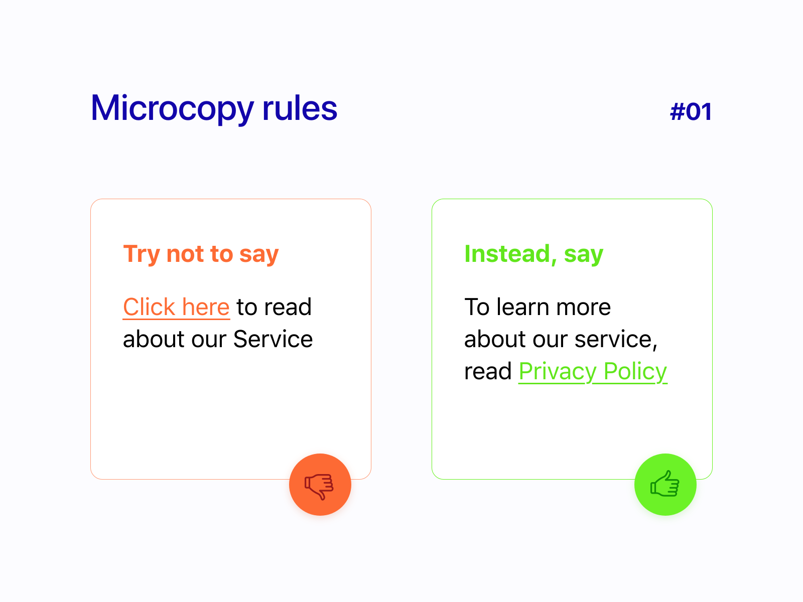 Microcopy rules #01 by Massimiliano Albizzati on Dribbble