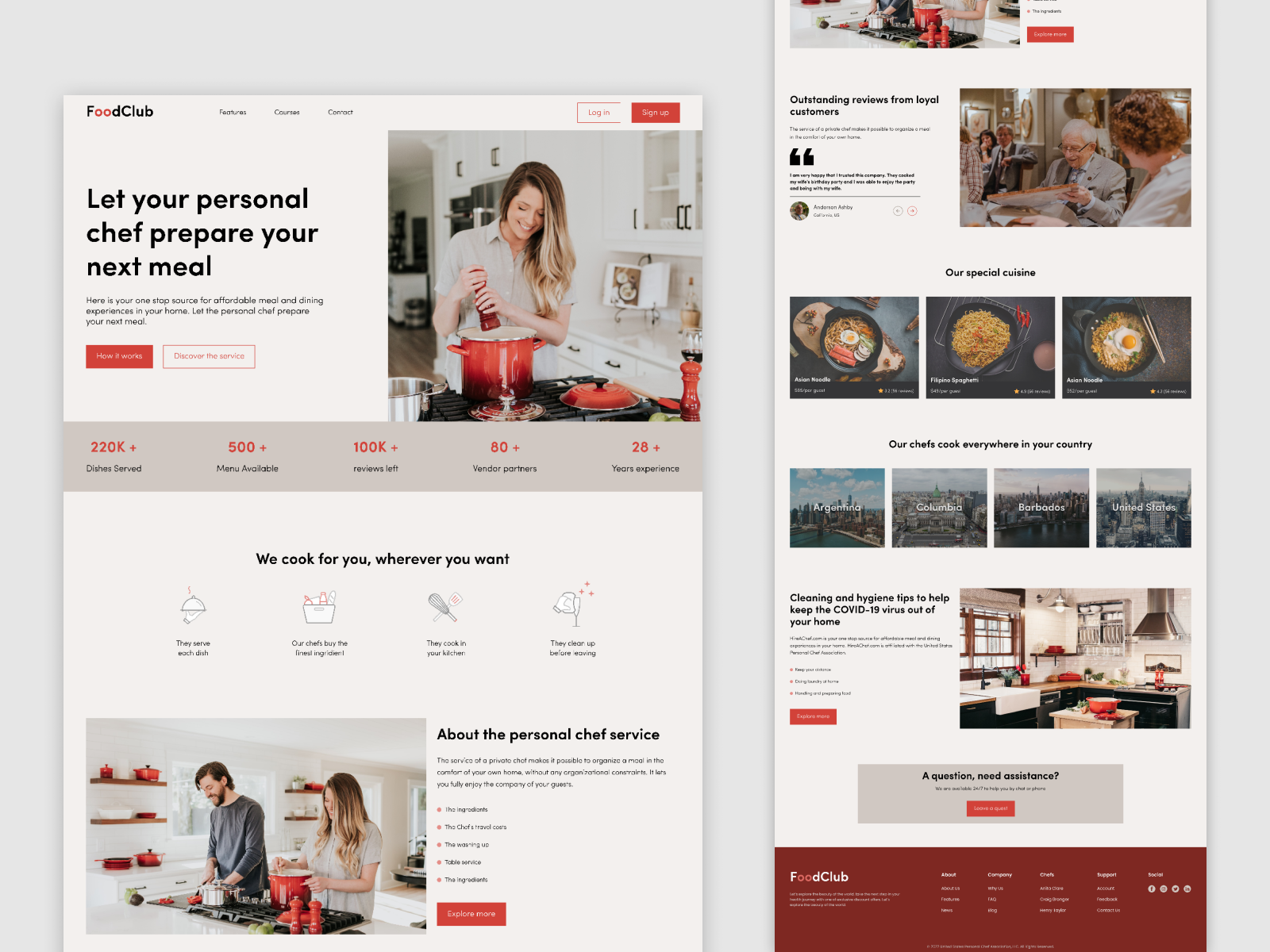 Personal Chef Hiring Website Landing Page by Foroozan on Dribbble