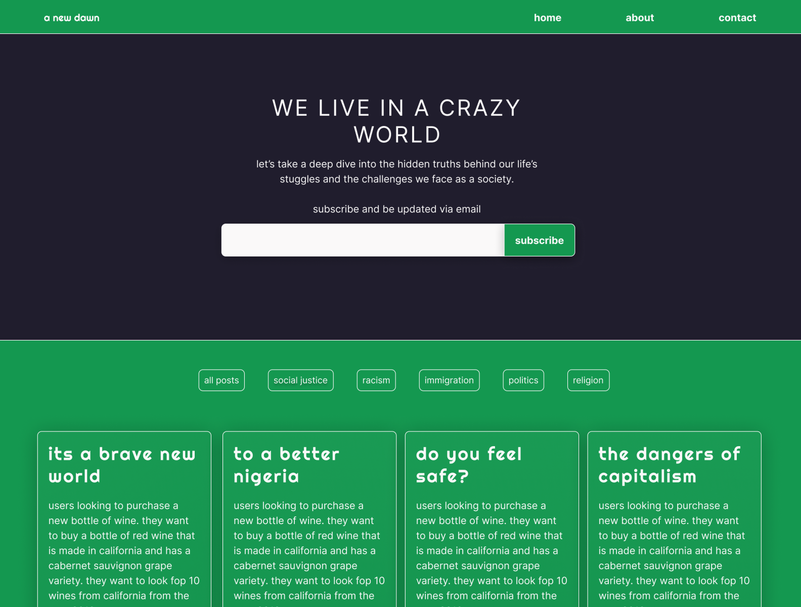 blog page web design by Chinye John on Dribbble