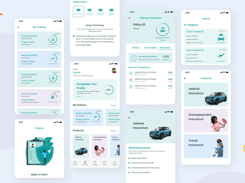 GetCovered App UI Design by Tanim P. on Dribbble