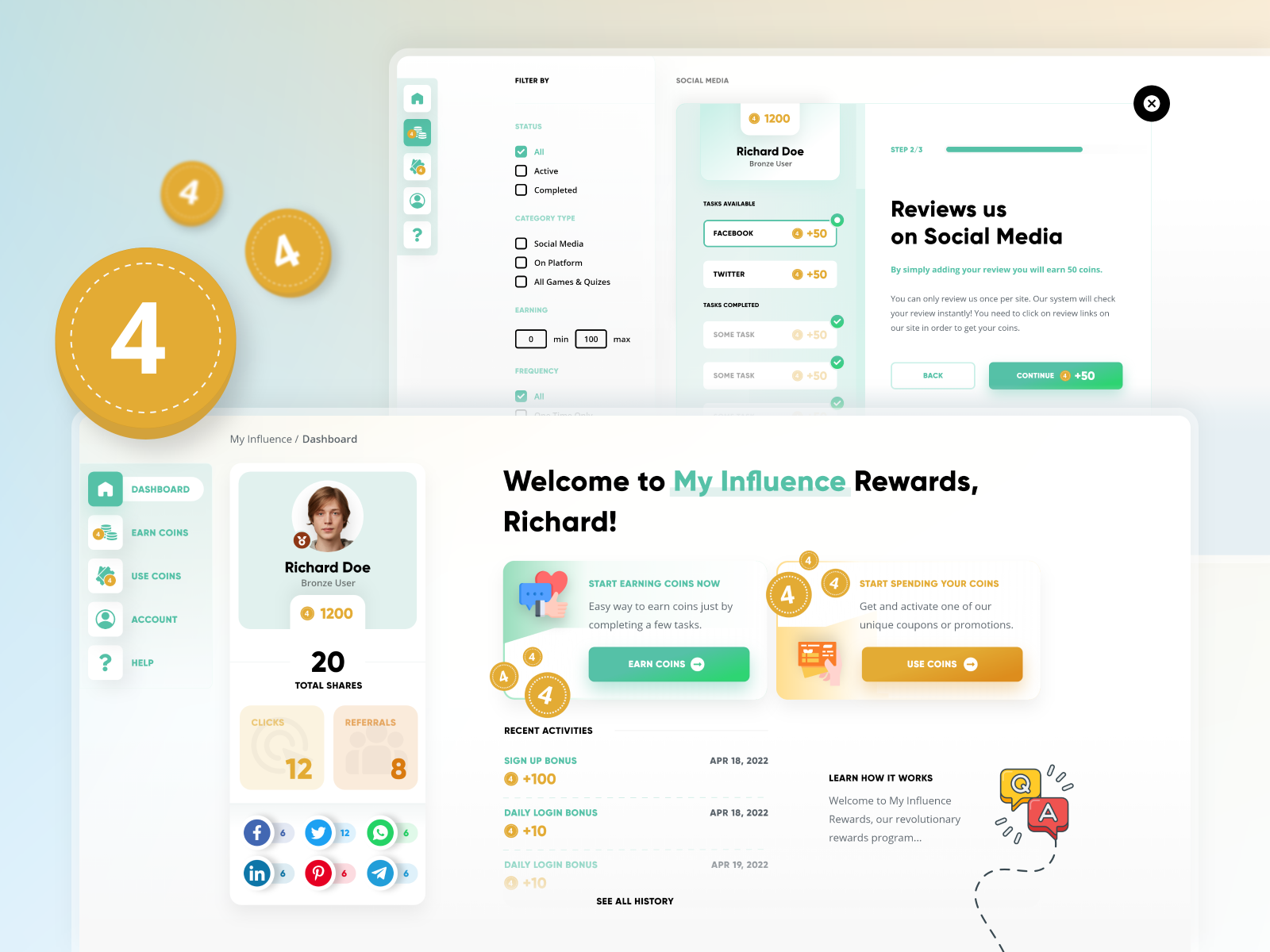 Rewards Dashboard by Cloud Design on Dribbble