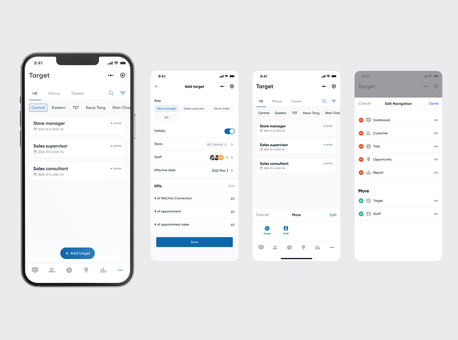 Sales management - add target by Elroy Cheung on Dribbble