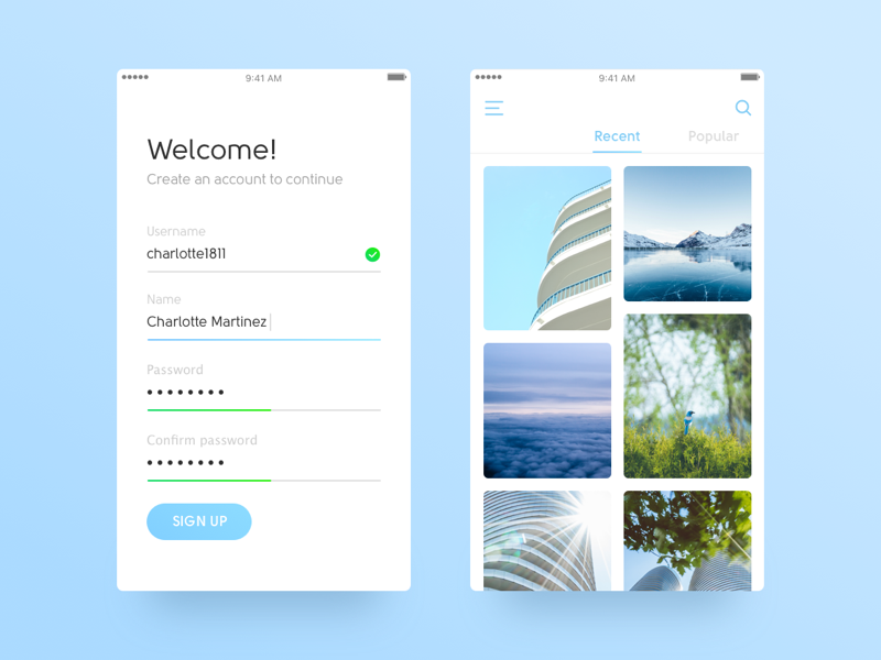 Sign Up & Photos by Valeria Terekhina on Dribbble