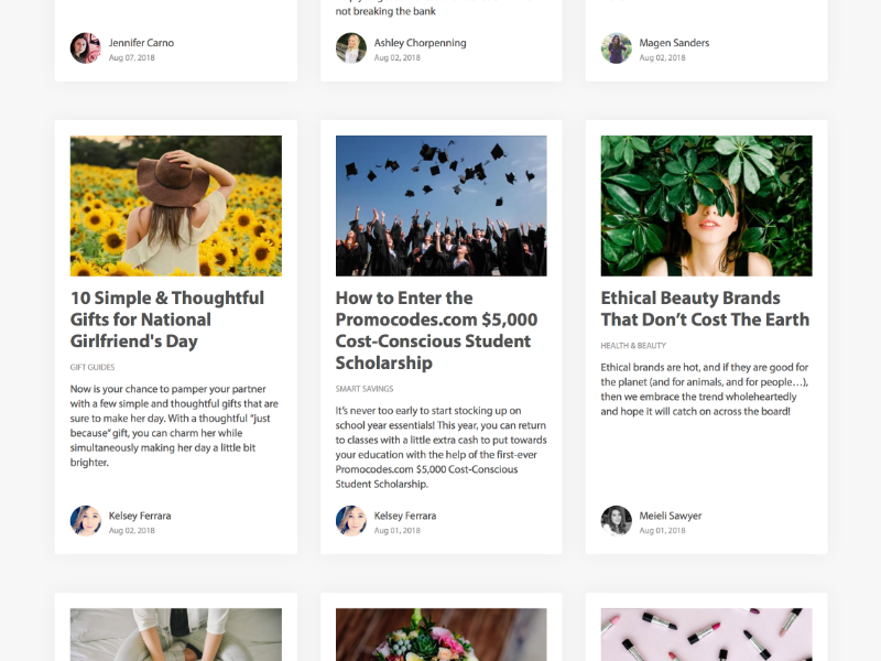 Blog index - card ui - articles - posts by Alex Camp on Dribbble