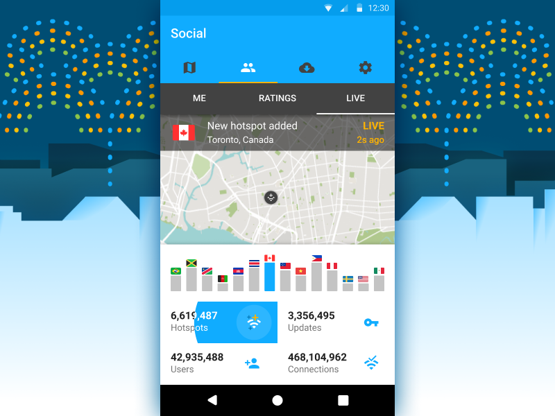 Wifi Map Redesign: Social - Live by Michael Cook on Dribbble