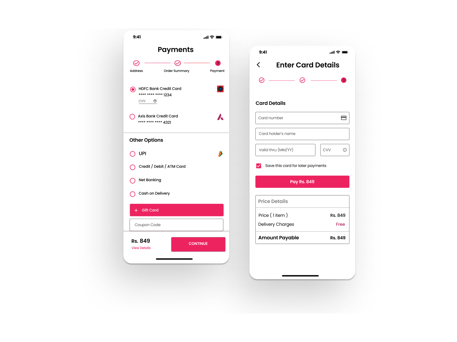 Credit Card Screens by rupal jain on Dribbble