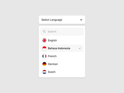 Dropdown - Select Language by David Immanuela Kristian Putra on Dribbble