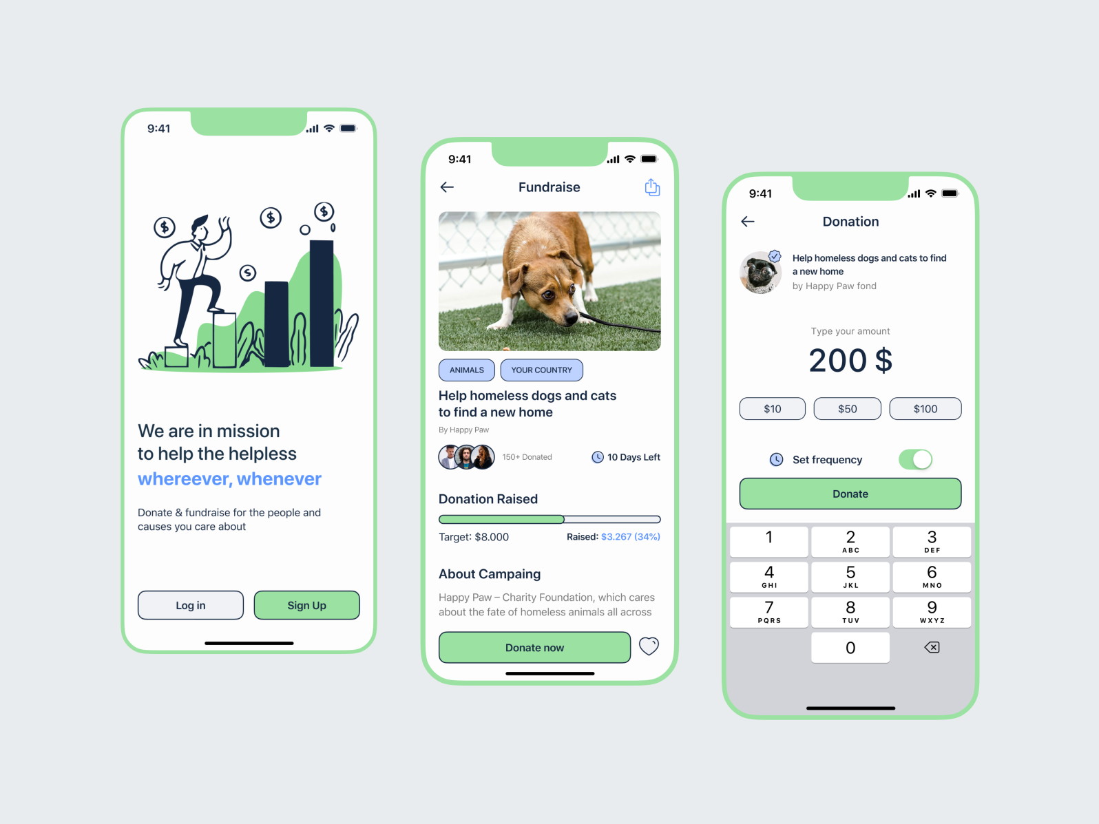 Donation app UI/UX by Valeriia Zadolynna on Dribbble