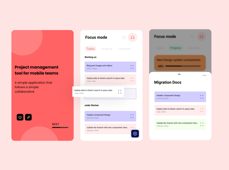 Mobile project management App by achuth on Dribbble