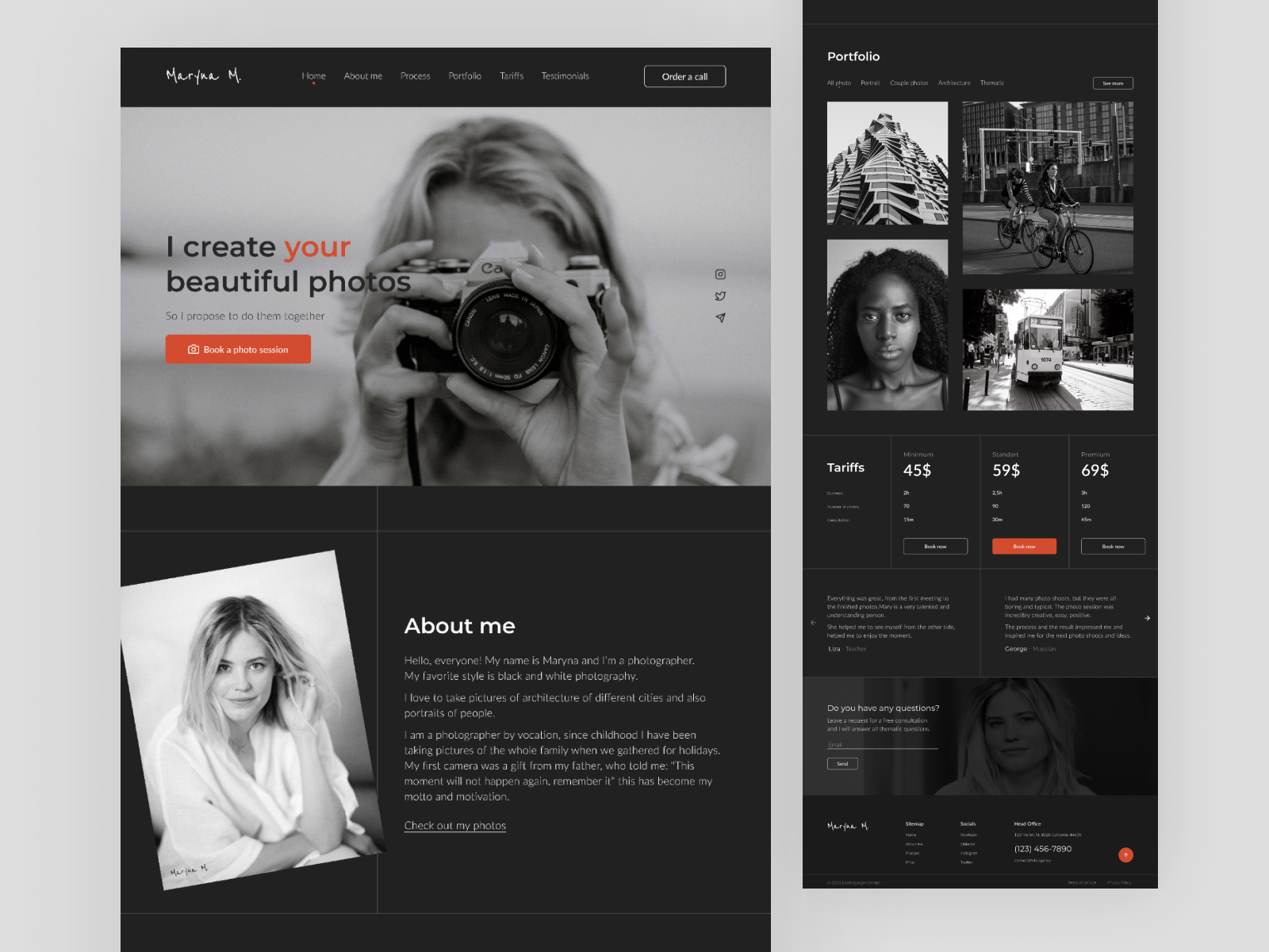 Photographer landing page concept by Maryna on Dribbble