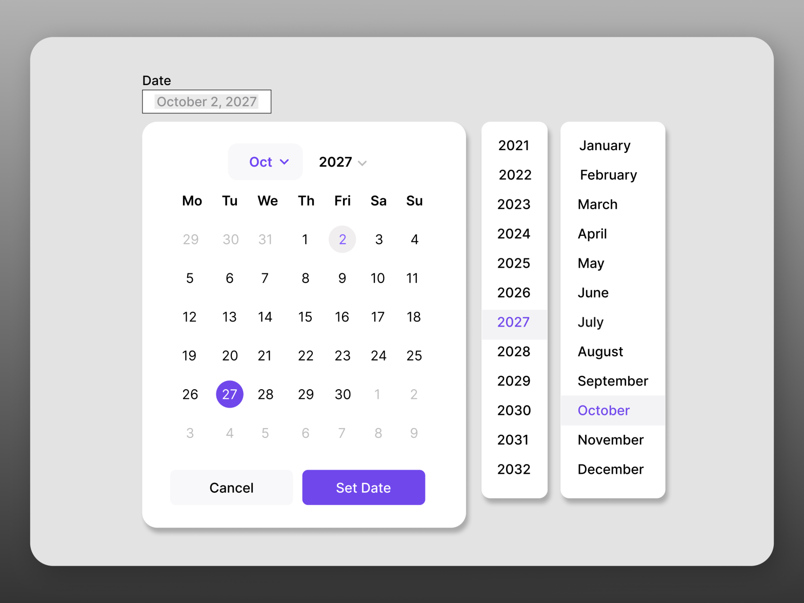 Date Picker by Amal Krishna on Dribbble