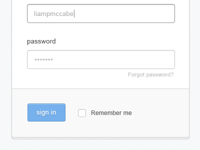 Login form by Liam McCabe on Dribbble