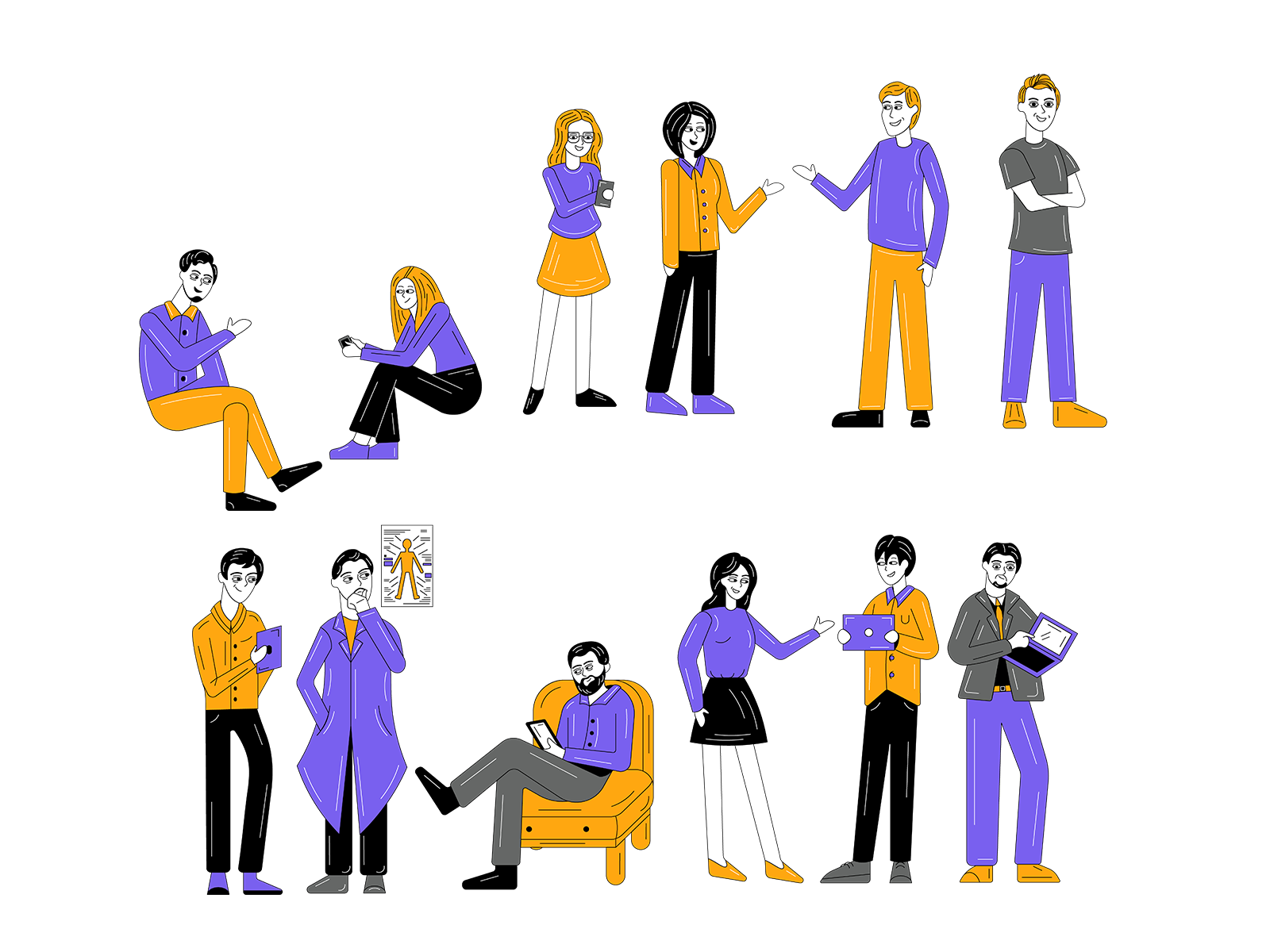 Flat characters by Anastasia Rubtsova on Dribbble